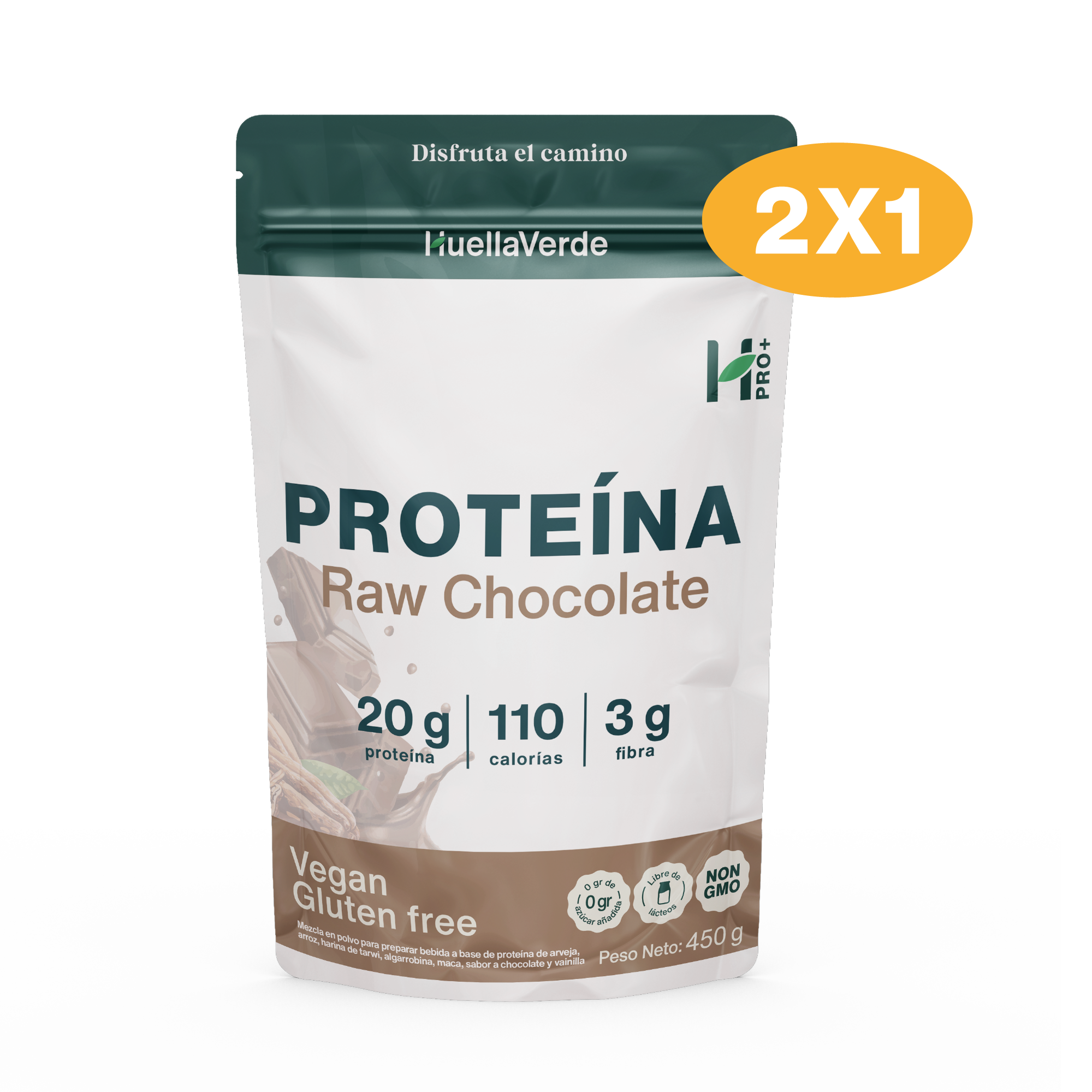 Proteína Vegetal Raw Chocolate 450gr – Huella Verde Foods